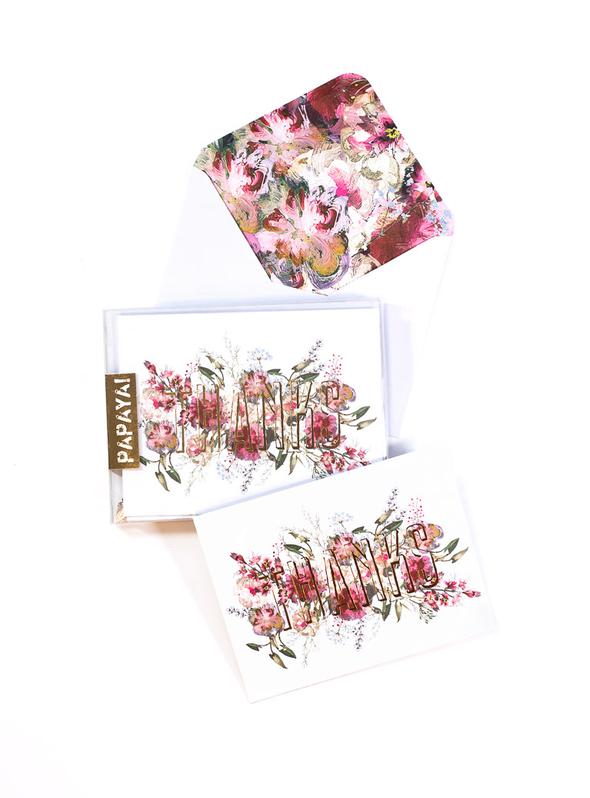 THANK YOU BOXED CARD SET, GOLD FLORAL | Farmhouse 208